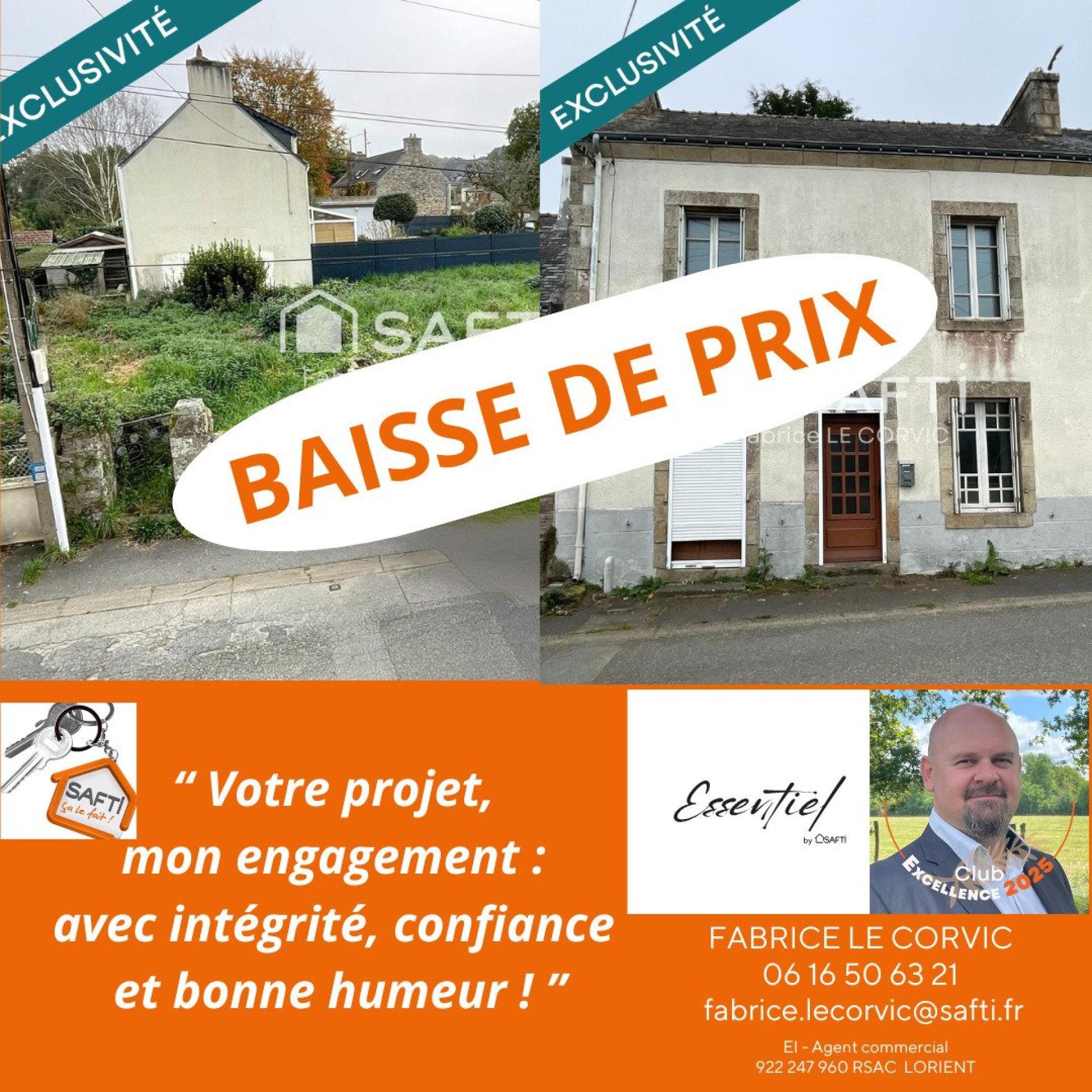 Vente de maison 3 pièces à Baud 56150 : 80m², prix 110 000 €. Réf ...